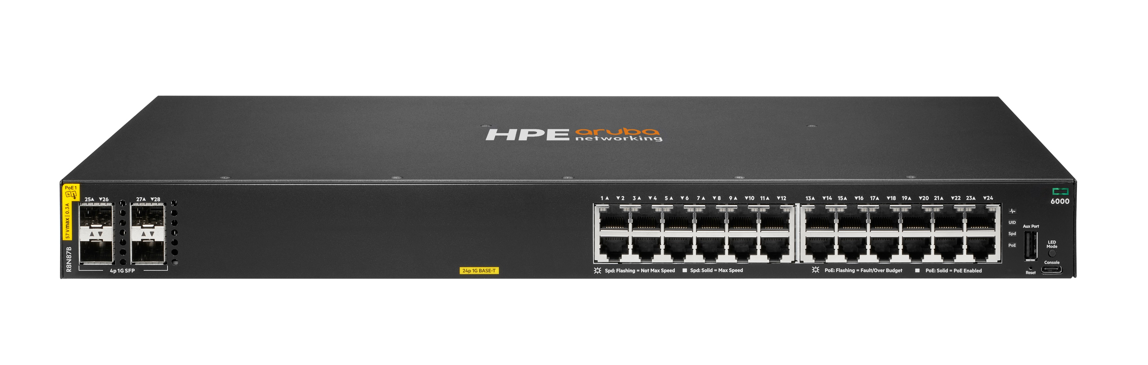 HPE Aruba Networking CX 6000 24p 10M/100M/1G Class4 PoE 4p SFP 1G 370W ...